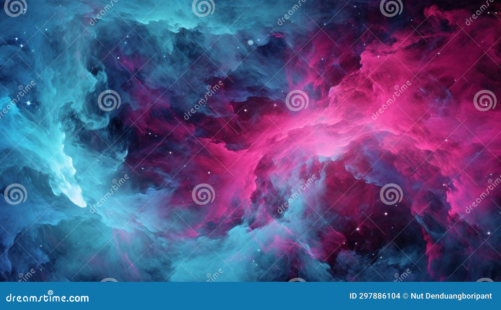 Celestial Teal and Magenta Mystique Cosmic Nebula Pattern Stock ...