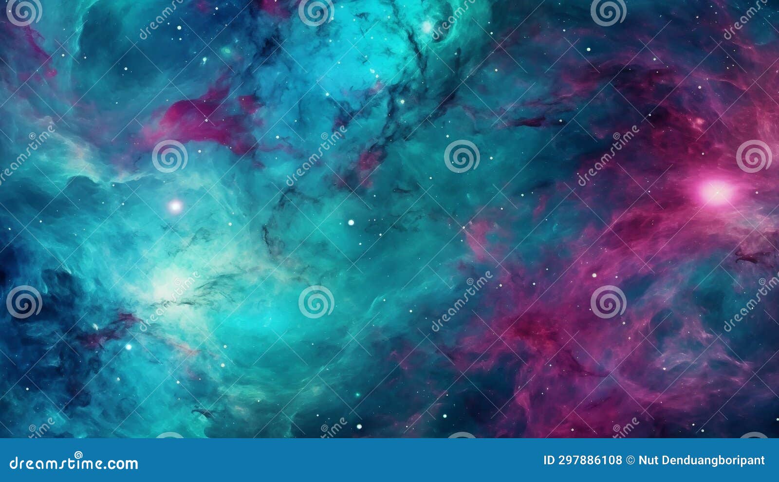 Celestial Teal and Magenta Mystique Cosmic Nebula Pattern Stock ...