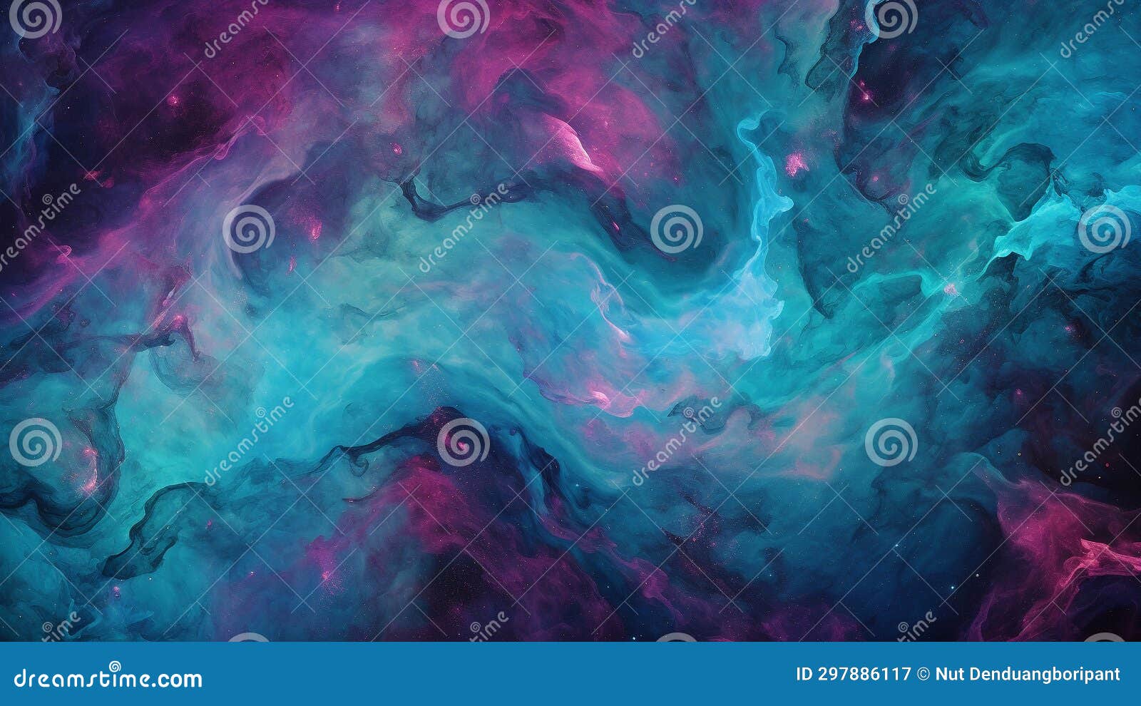Celestial Teal and Magenta Mystique Cosmic Nebula Pattern Stock ...