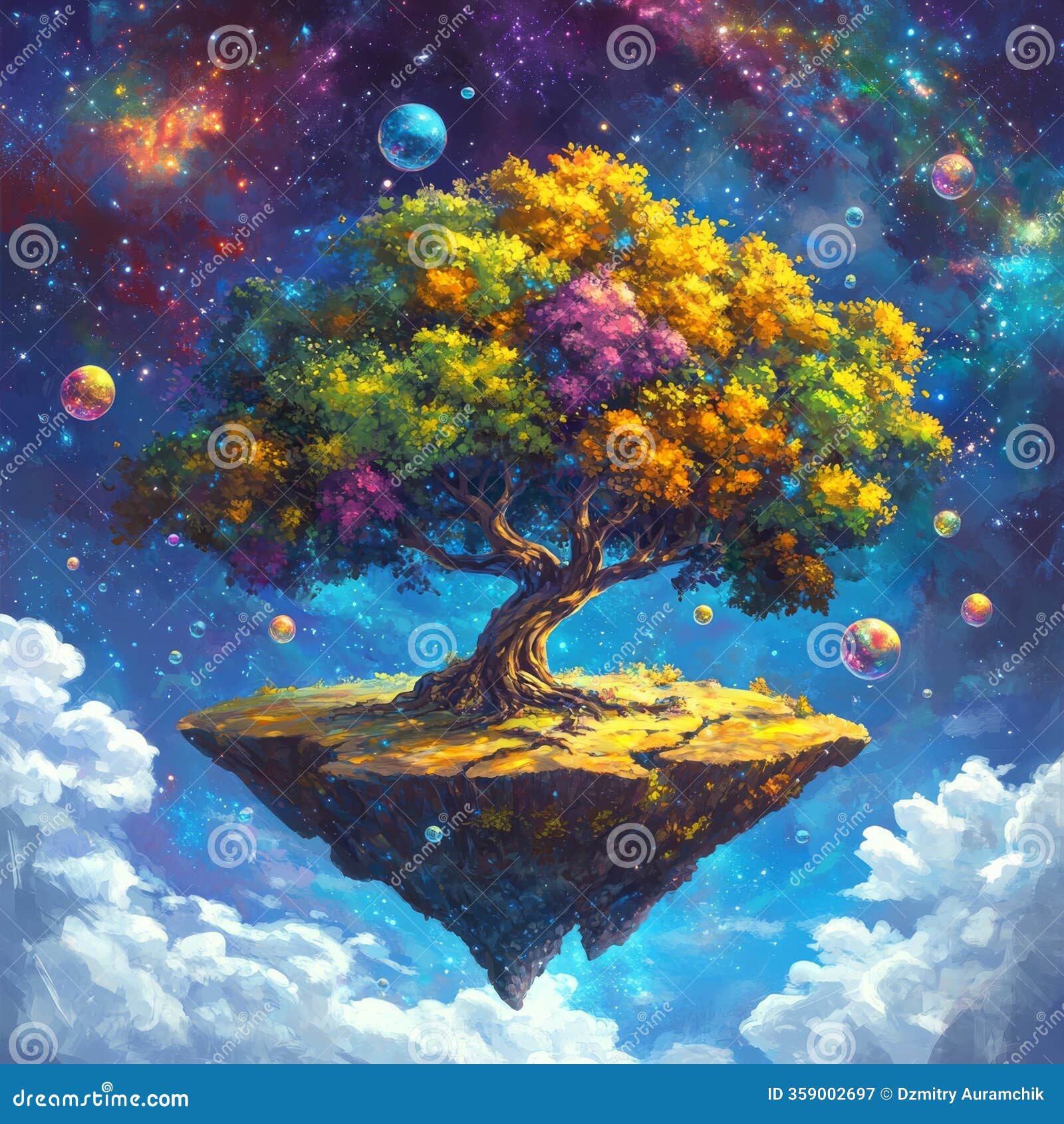 A Celestial Tree that Floats, with Each Leaf Serving As a Tiny Gateway ...