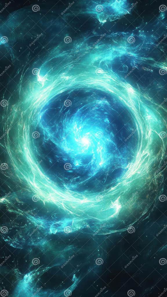 Celestial Vortex, Turquoise Nebula Swirl Stock Illustration ...