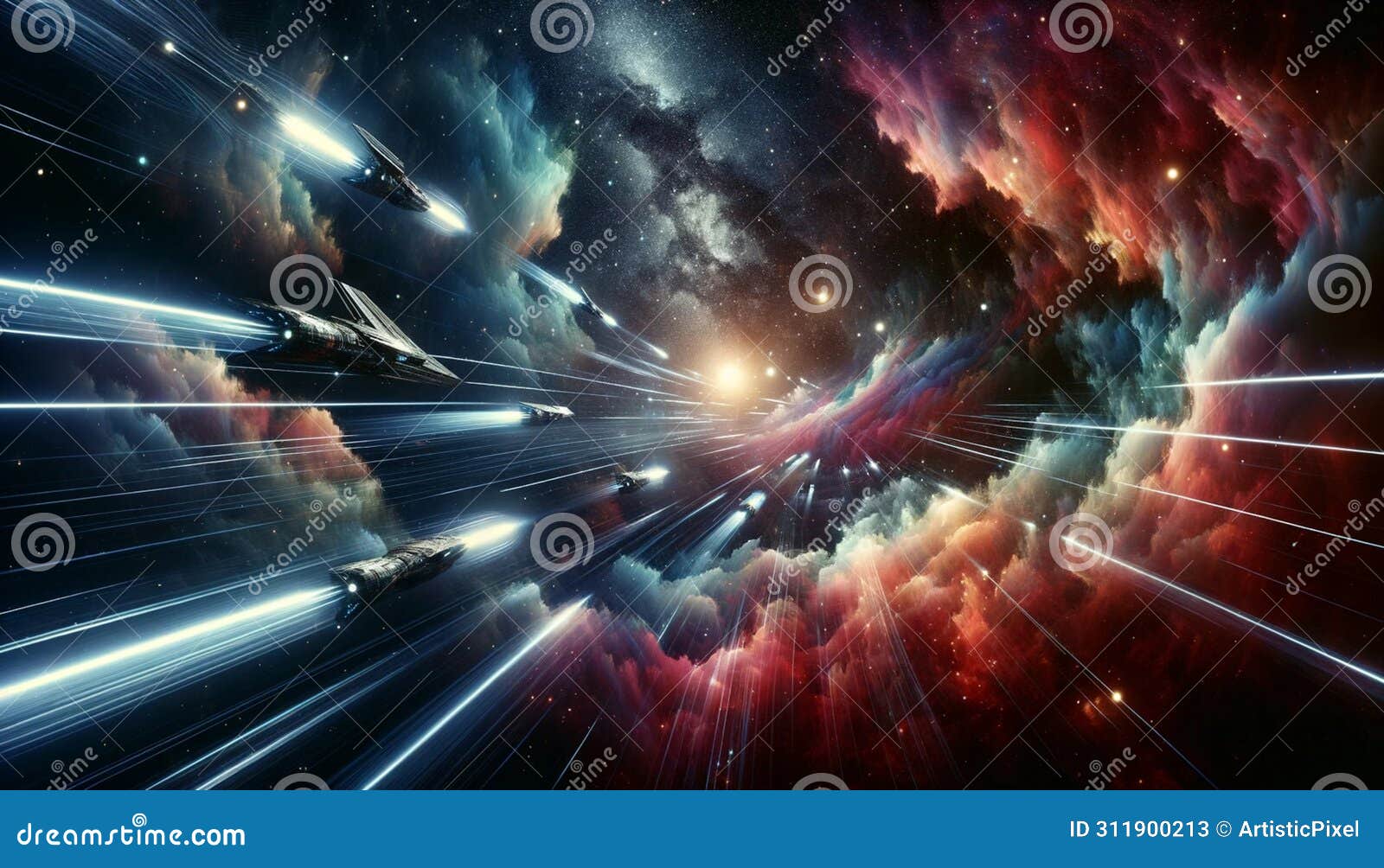 Celestial Voyage: Navigating the Cosmic Frontier Stock Illustration ...