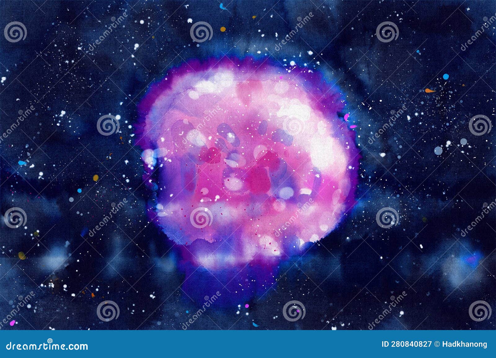Celestial Watercolor: Exploring Space and Galaxies Stock Illustration ...