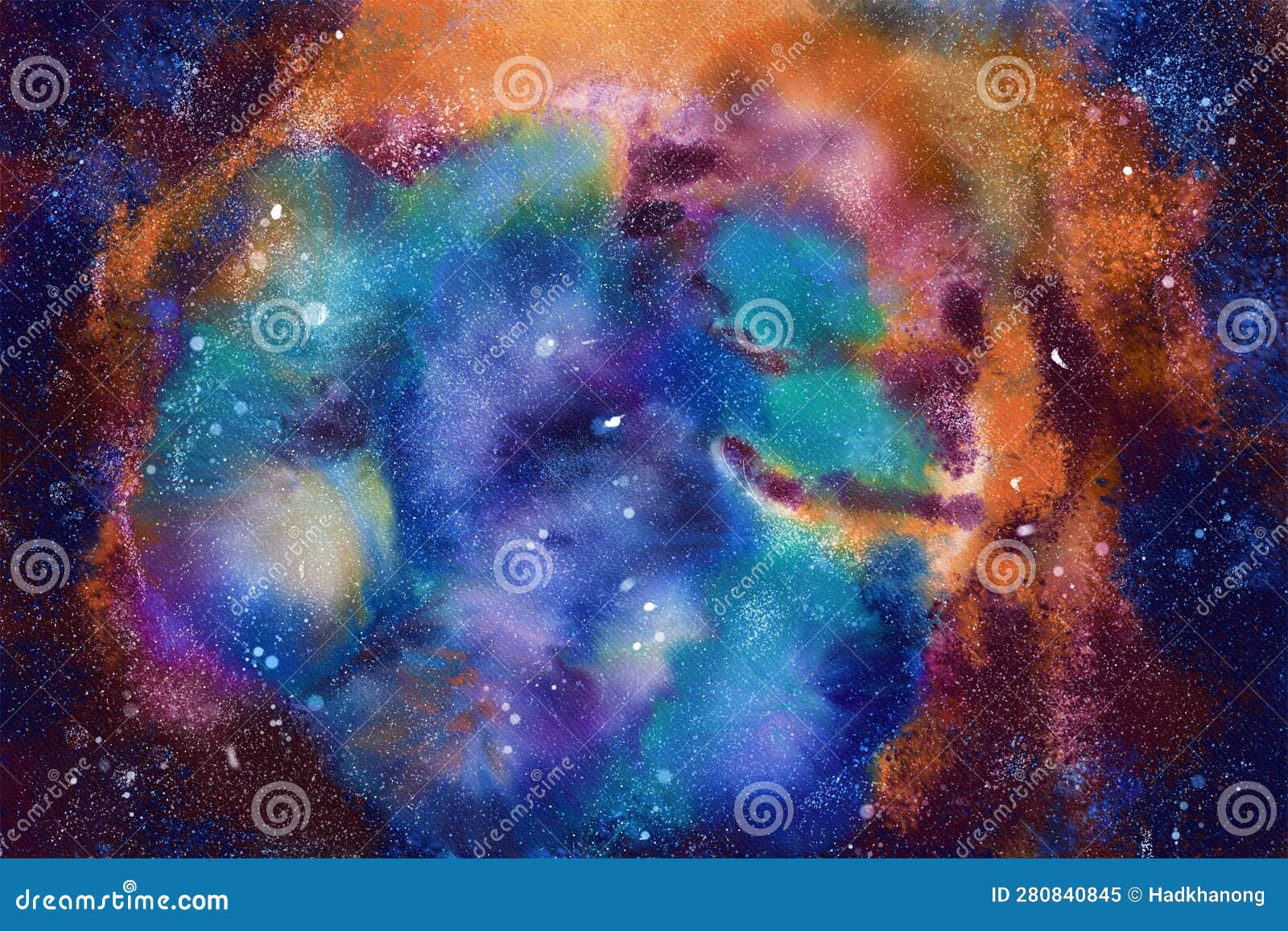 Celestial Watercolor: Exploring Space and Galaxies Stock Illustration ...