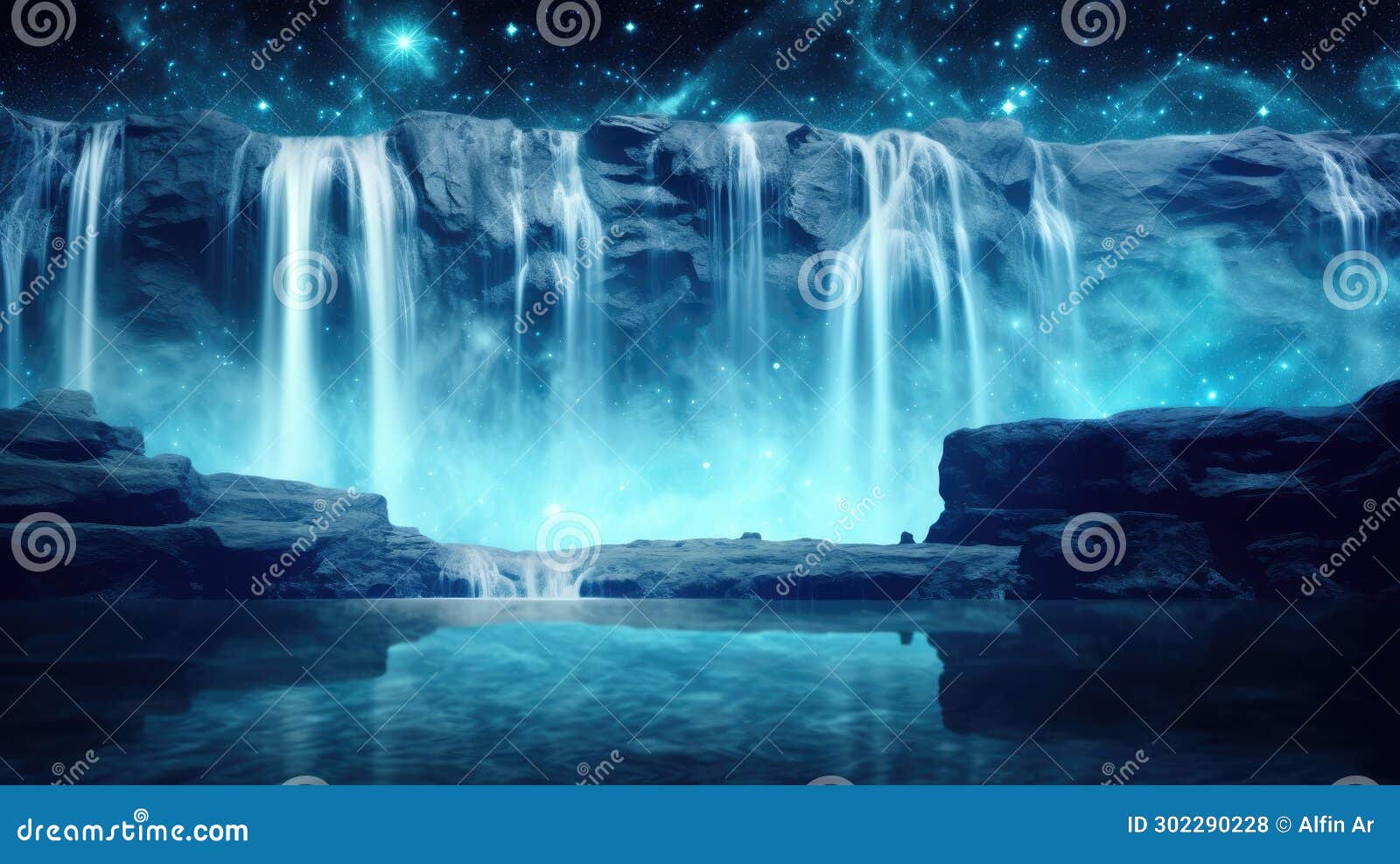Celestial Waterfall, a Dance of Liquid Stardus Stock Illustration ...