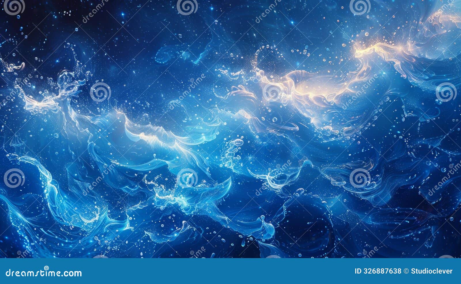 Celestial Waves in a Starry Ocean - Generative Ai Stock Illustration ...