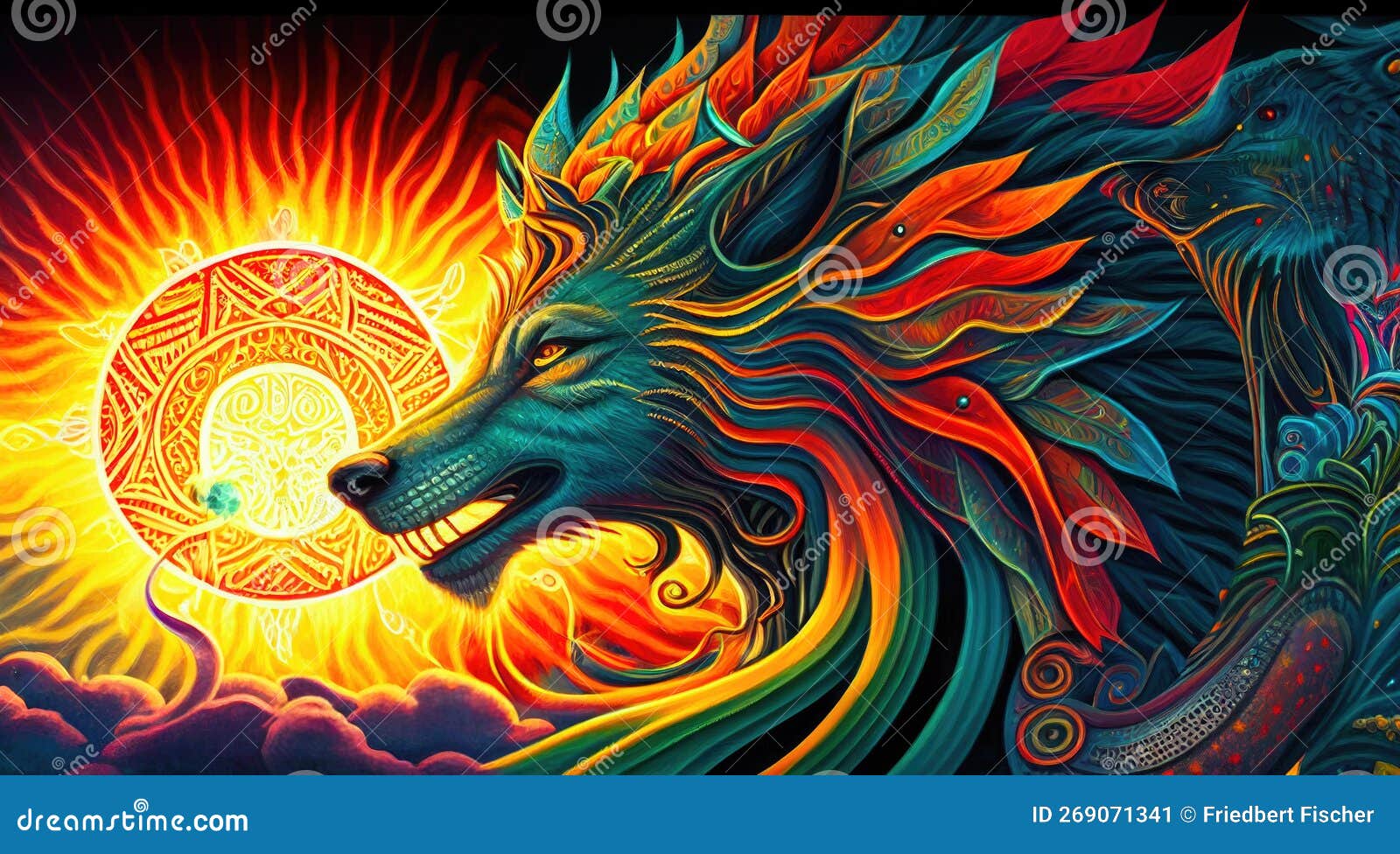 Celestial Wolf, Vision, Protector, Spirit, Tribal Style, Imaginary ...