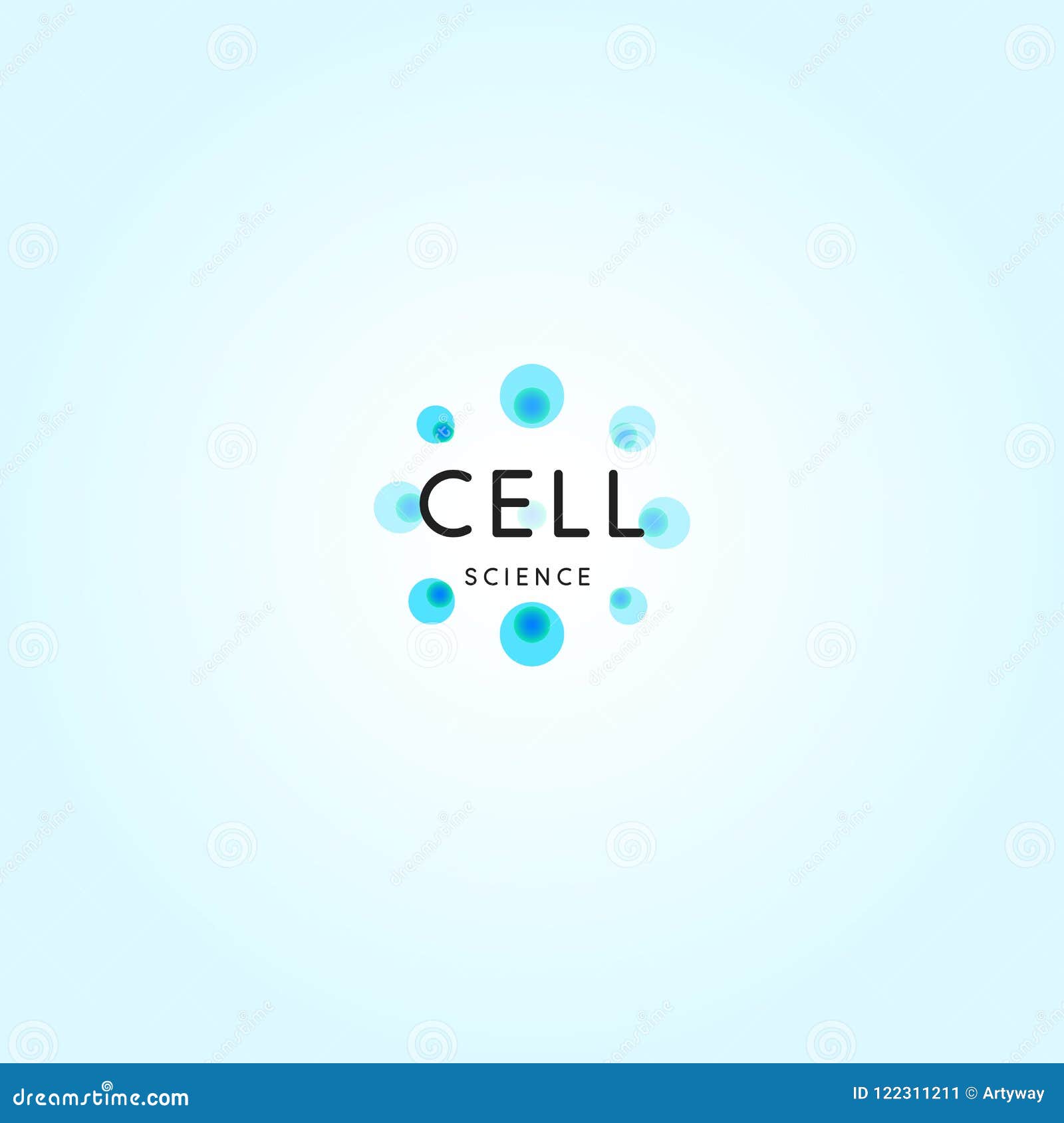 Cell Abstract Logo, Science Design Element, Round Blue Bubbles ...