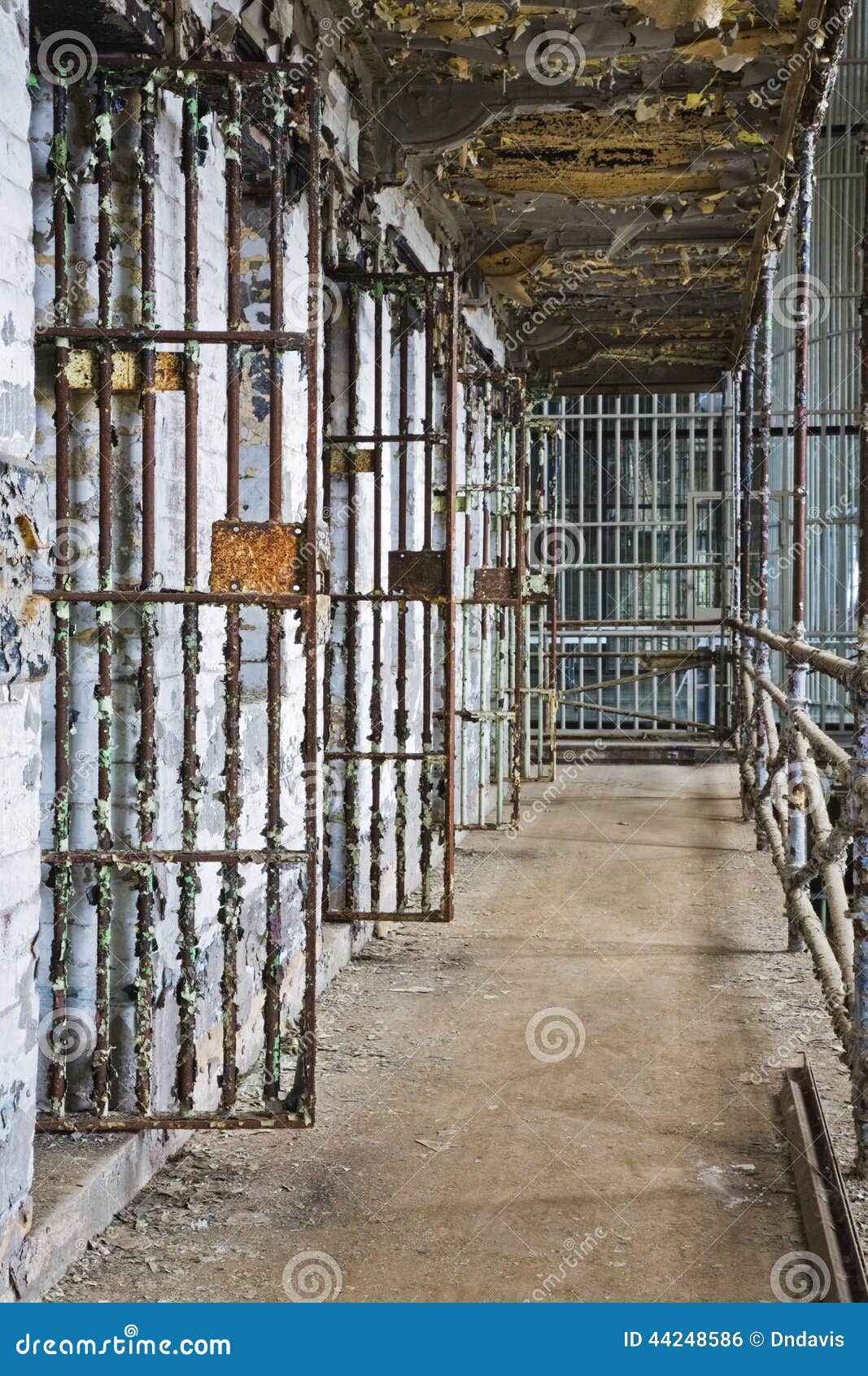 Cell Block Of The Inside Of An Old Prison Stock Photo - Image of ...