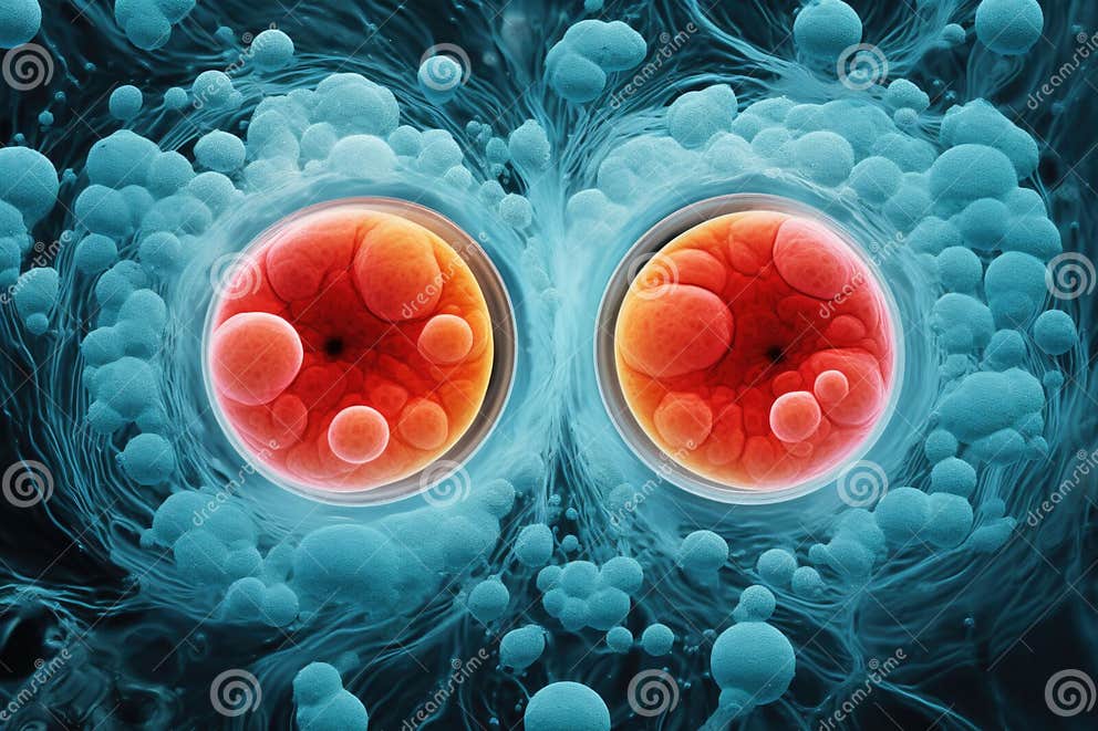 Cell Division during Mitosis Under a Microscope Stock Illustration ...