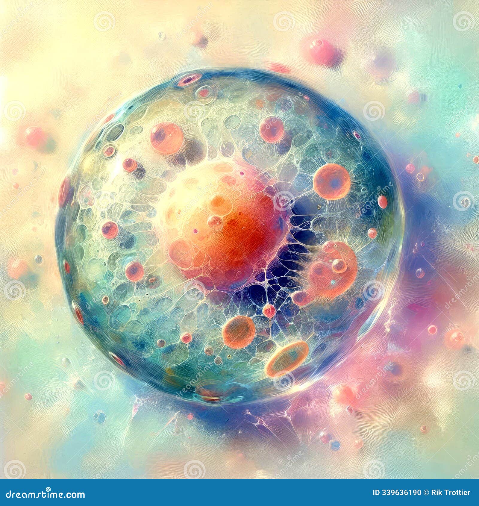A Cell Division Process - Lone Cell Preparing To Divide Stock ...