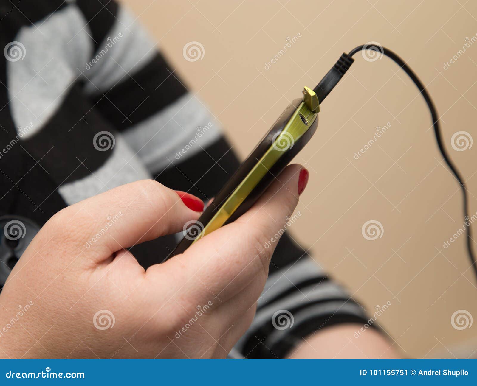 Cell in hand stock image. Image of holding, female, cellular - 101155751