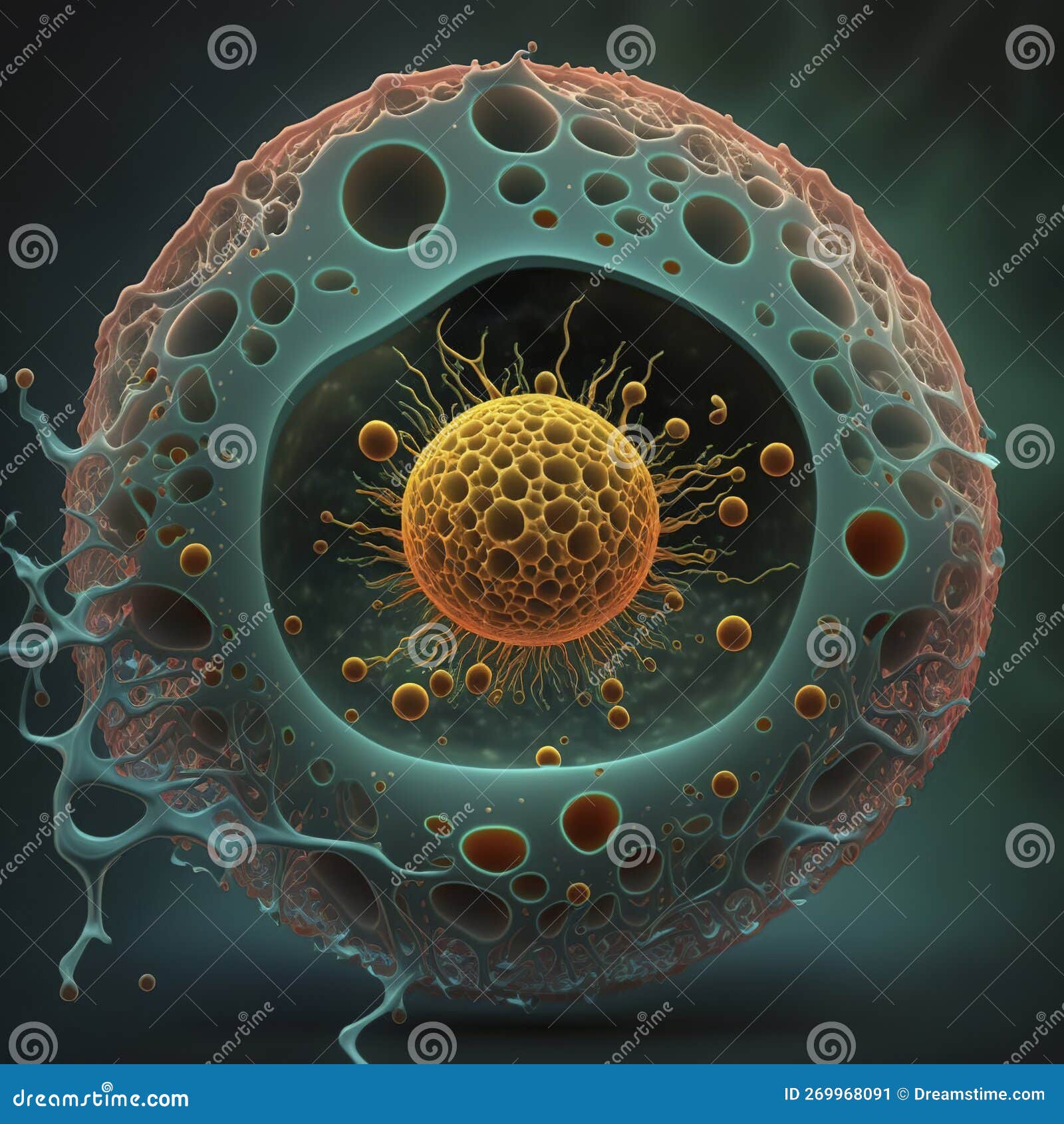 Cell Inside. Generative AI stock illustration. Illustration of macro ...