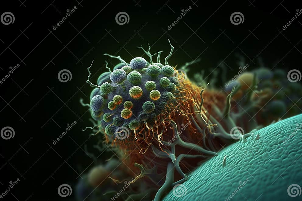 Cell Macro View. Round Microbe in Microscope View Stock Illustration ...
