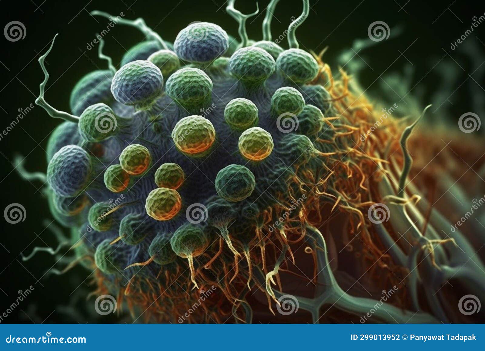 Cell Macro View. Round Microbe in Microscope View Stock Illustration ...