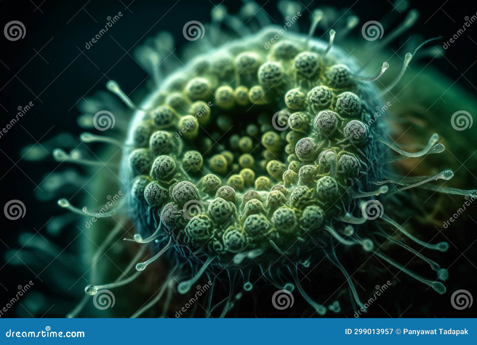 Cell Macro View. Round Microbe in Microscope View Stock Illustration ...