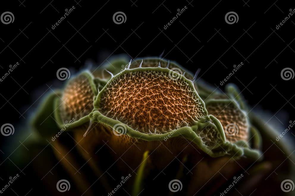 Cell Macro View. Round Microbe in Microscope View Stock Illustration ...