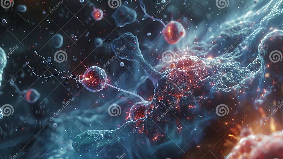A Cell with Many Cells and Blood Stock Photo - Image of universe ...