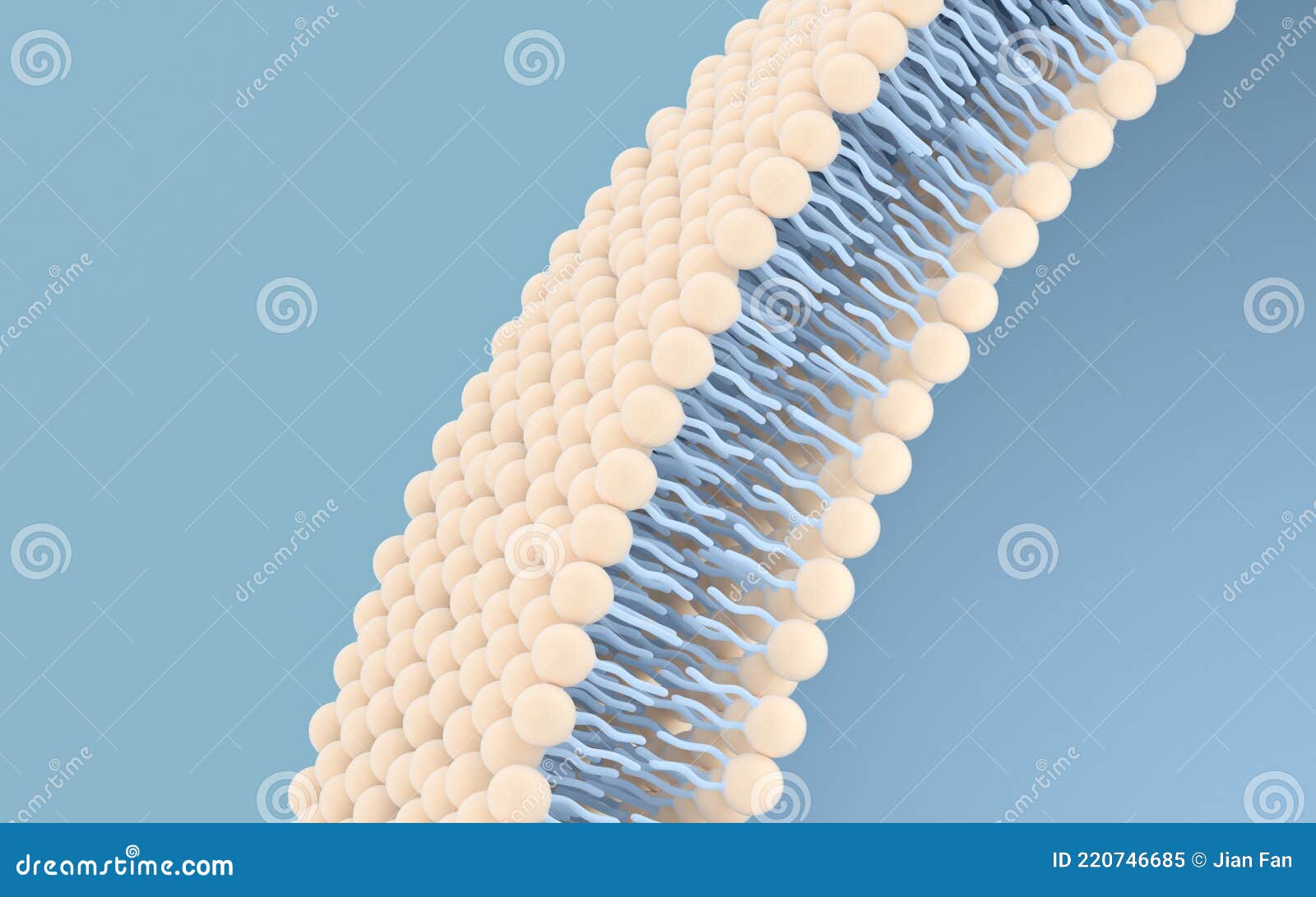 Cell Membrane with Blue Background, 3d Rendering Stock Illustration ...