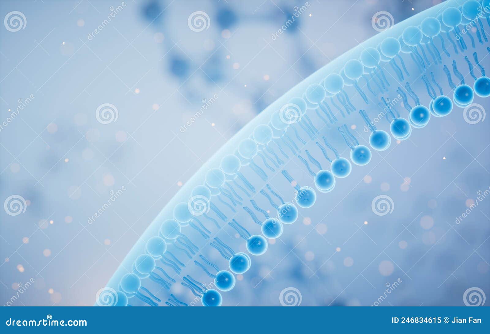 Cell Membrane with Blue Background, 3d Rendering Stock Illustration ...
