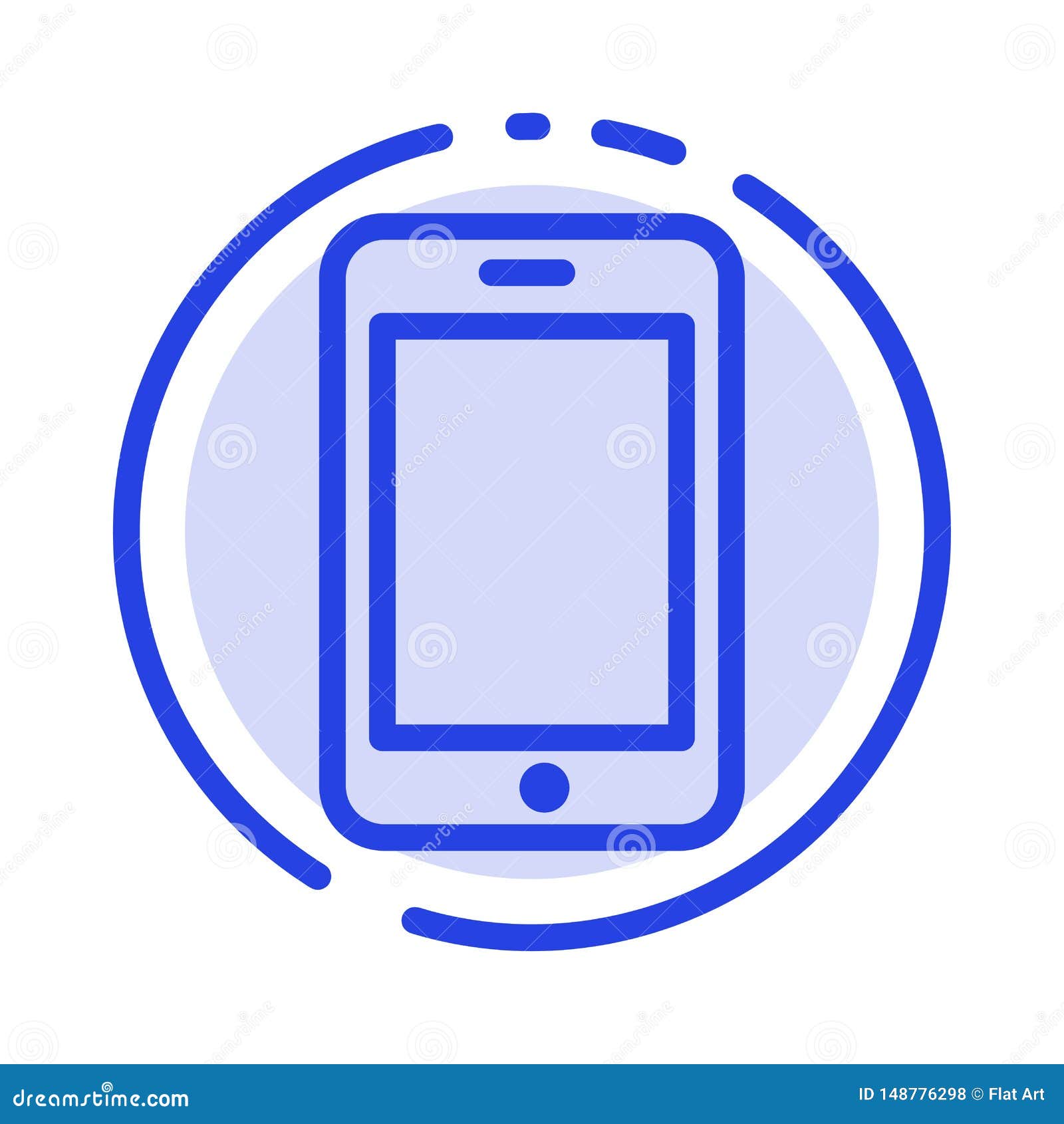 Cell, Mobile, Phone, Call Blue Dotted Line Line Icon Stock Vector ...