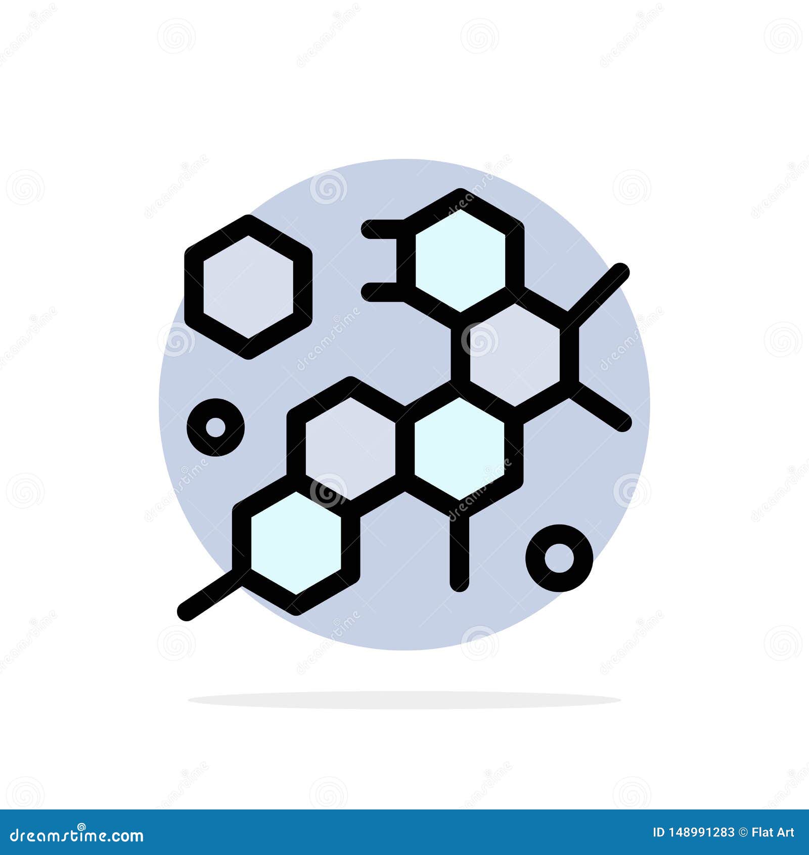 Cell, Molecule, Science Abstract Circle Background Flat Color Icon ...