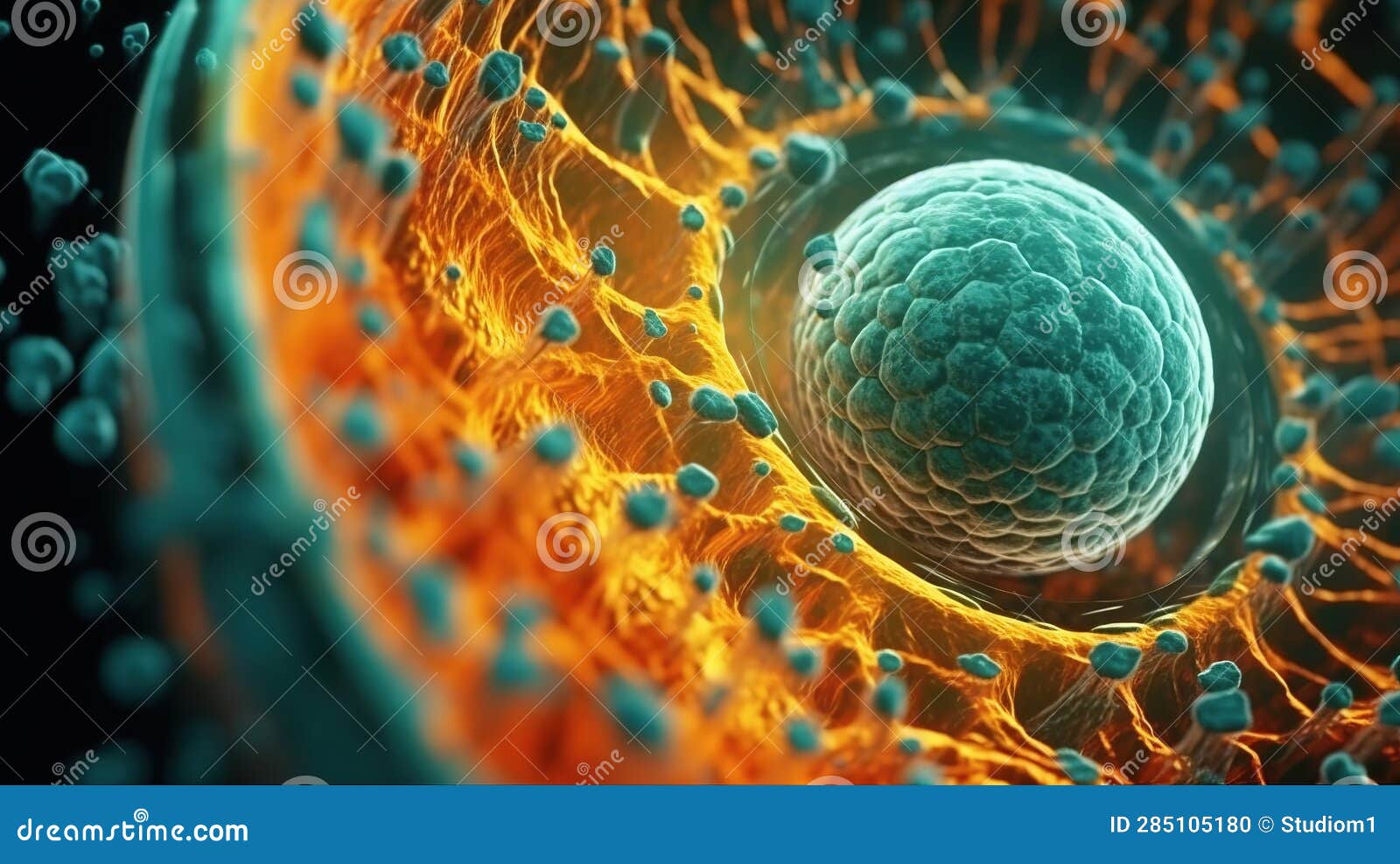 Cell Nucleus Showing Intracellular Core. Molecular Structure Or ...