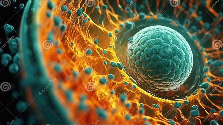 Cell Nucleus Showing Intracellular Core. Molecular Structure or ...