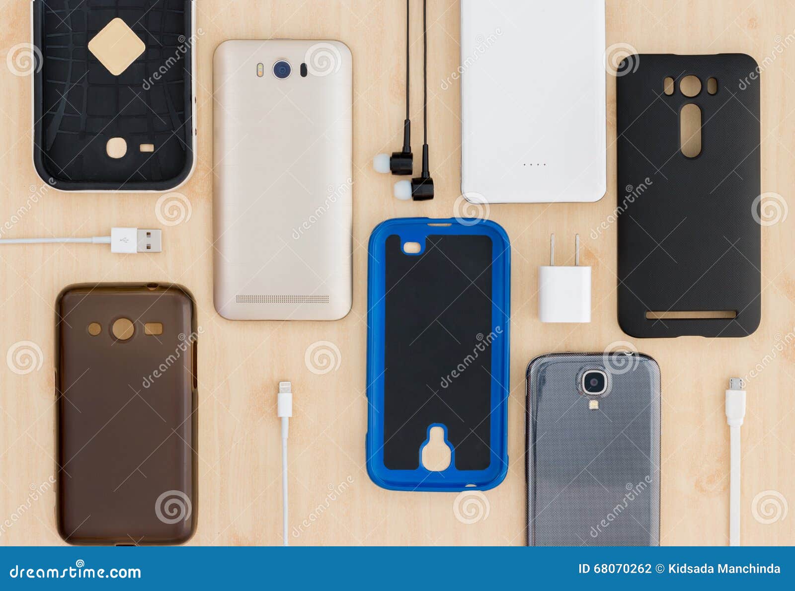 Cell phone and accessories stock photo. Image of device - 68070262