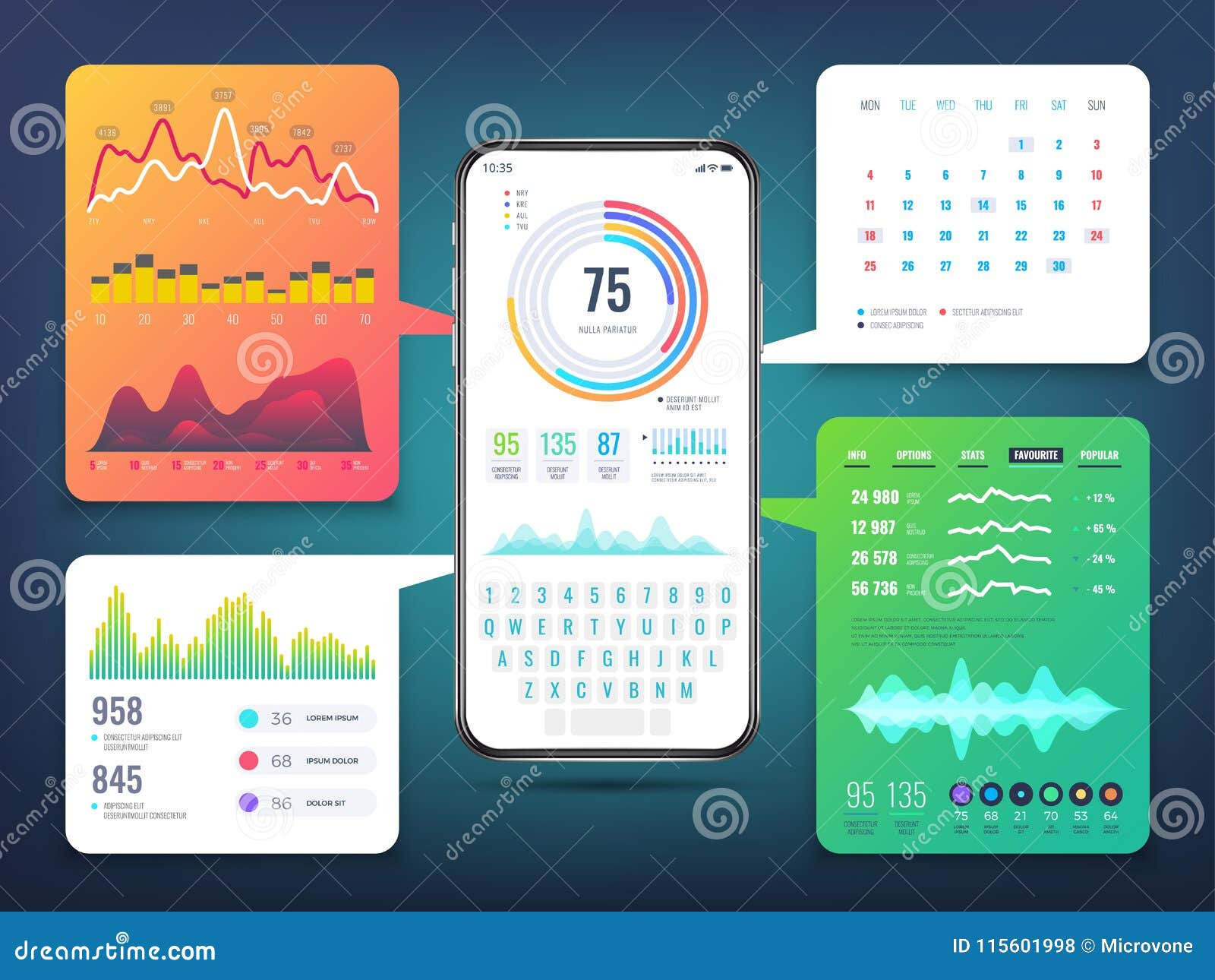 Cell Phone Application Interface Design with Business Infographics ...