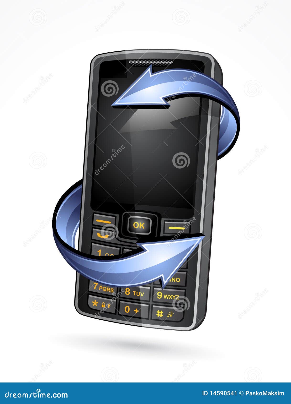 Cell phone with arrows stock vector. Illustration of float - 14590541