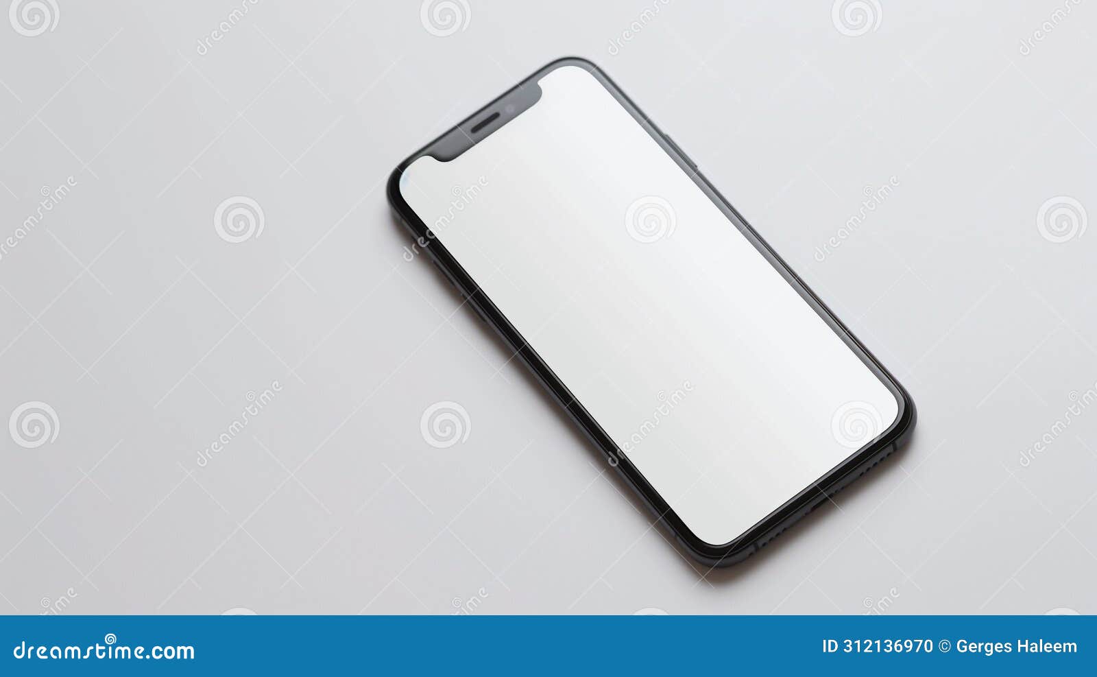 Cell Phone with Blank Screen on White Surface Stock Illustration ...