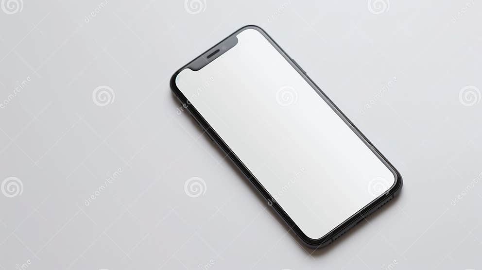 Cell Phone with Blank Screen on White Surface Stock Illustration ...