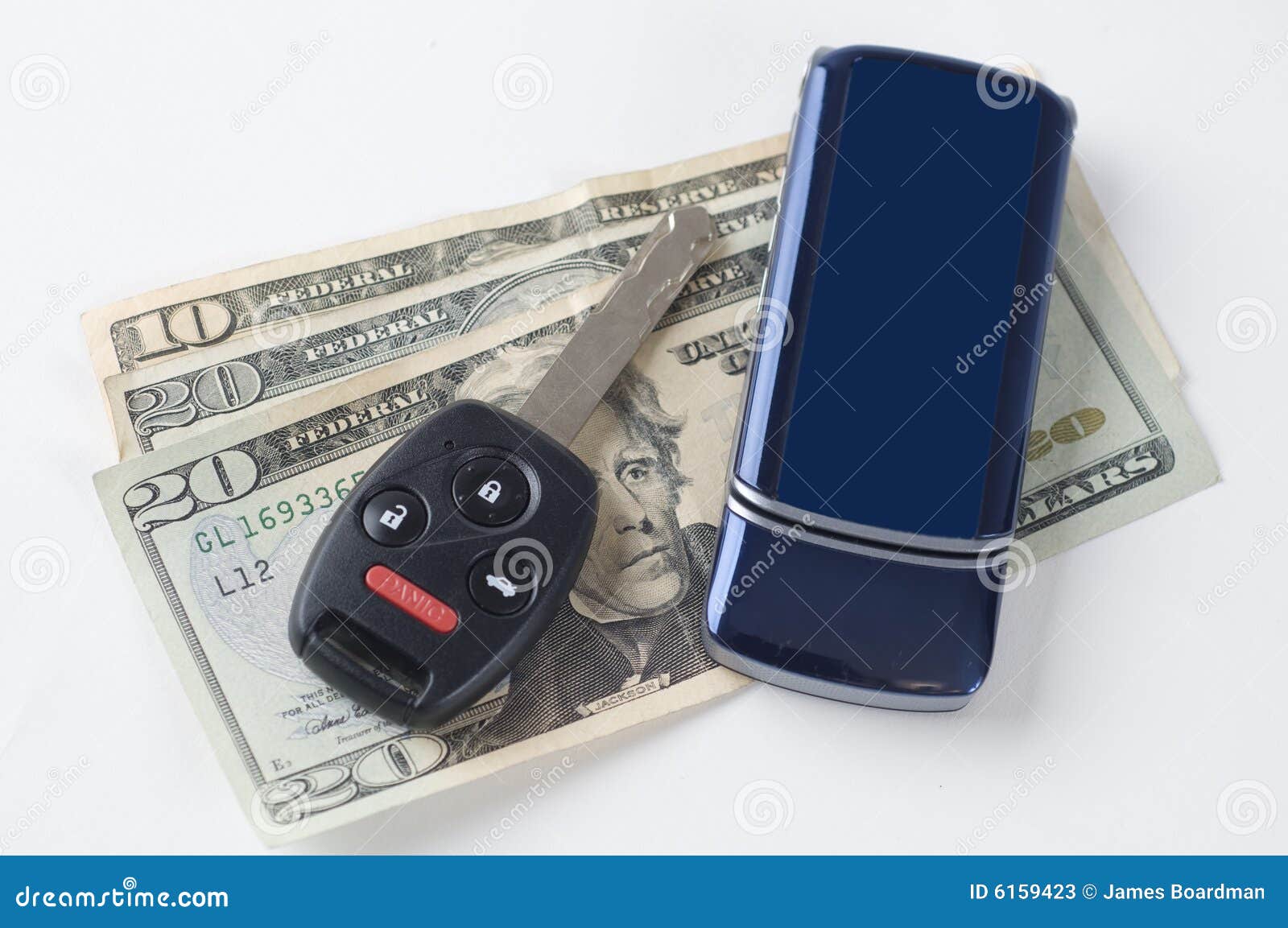 Cell Phone Car Keys and Cash Stock Image - Image of talk, cash: 6159423