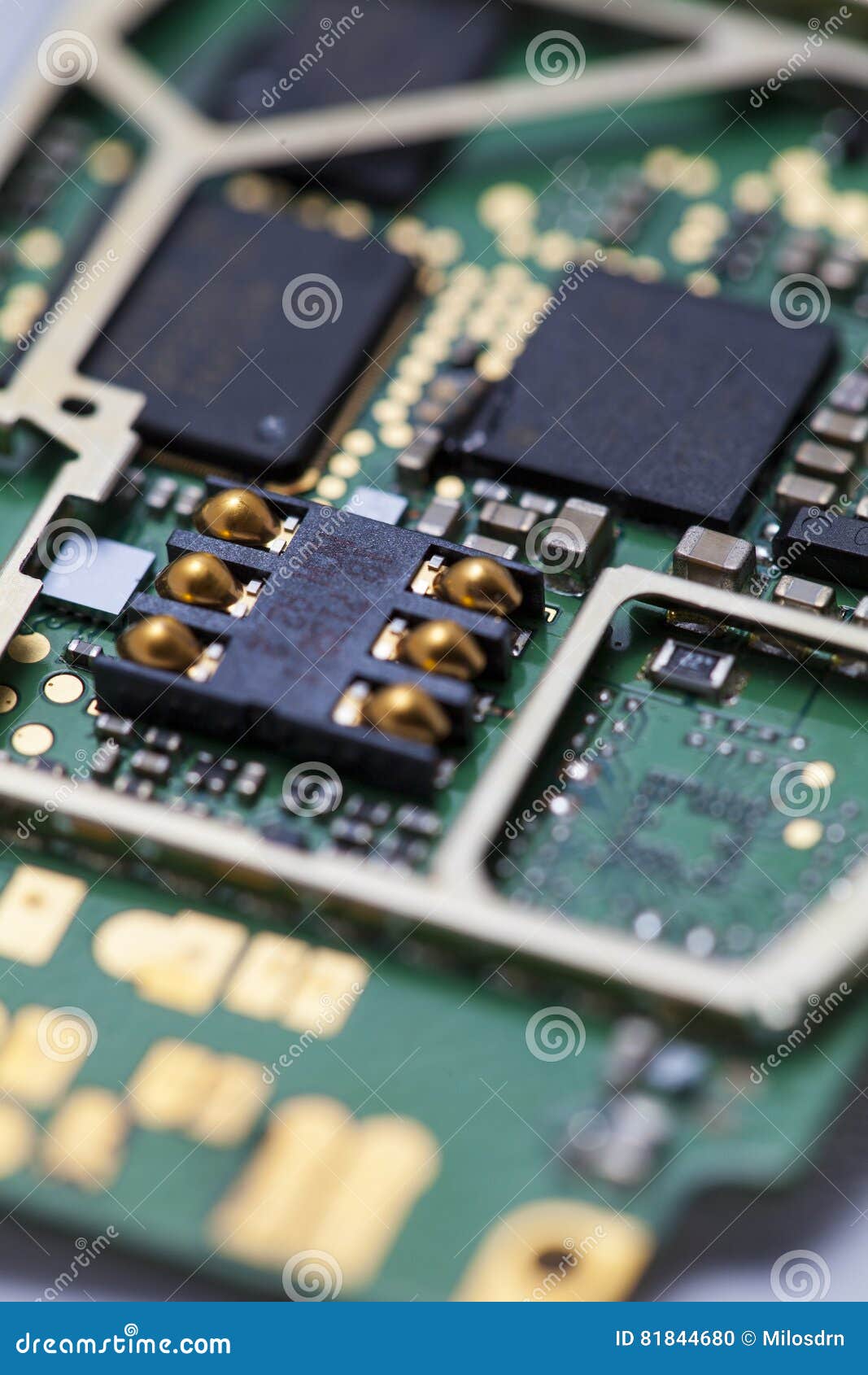 Cell Phone Circuit Board with Electronic Elements Stock Photo - Image ...