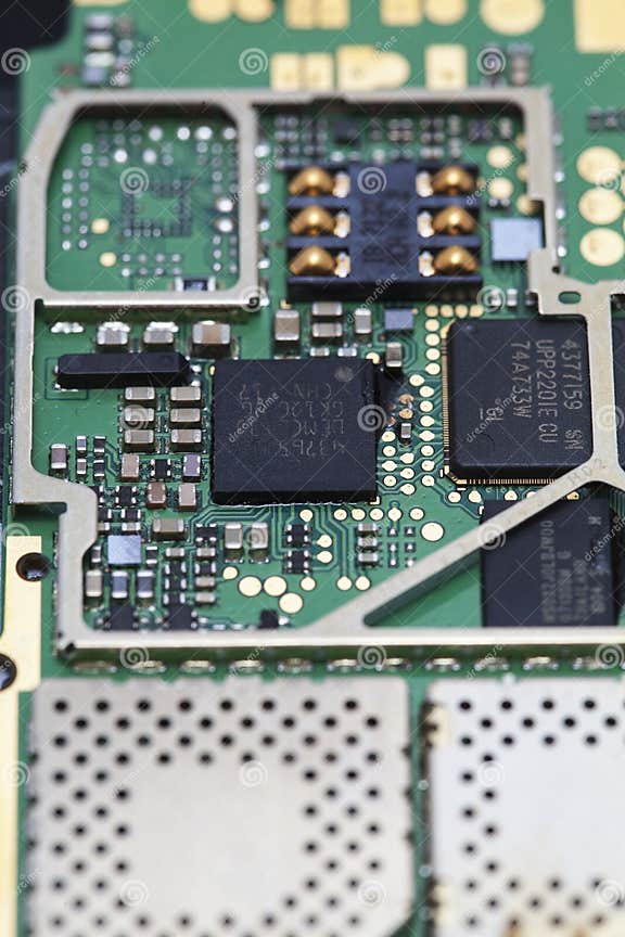 Cell Phone Circuit Board with Electronic Elements Stock Image - Image ...