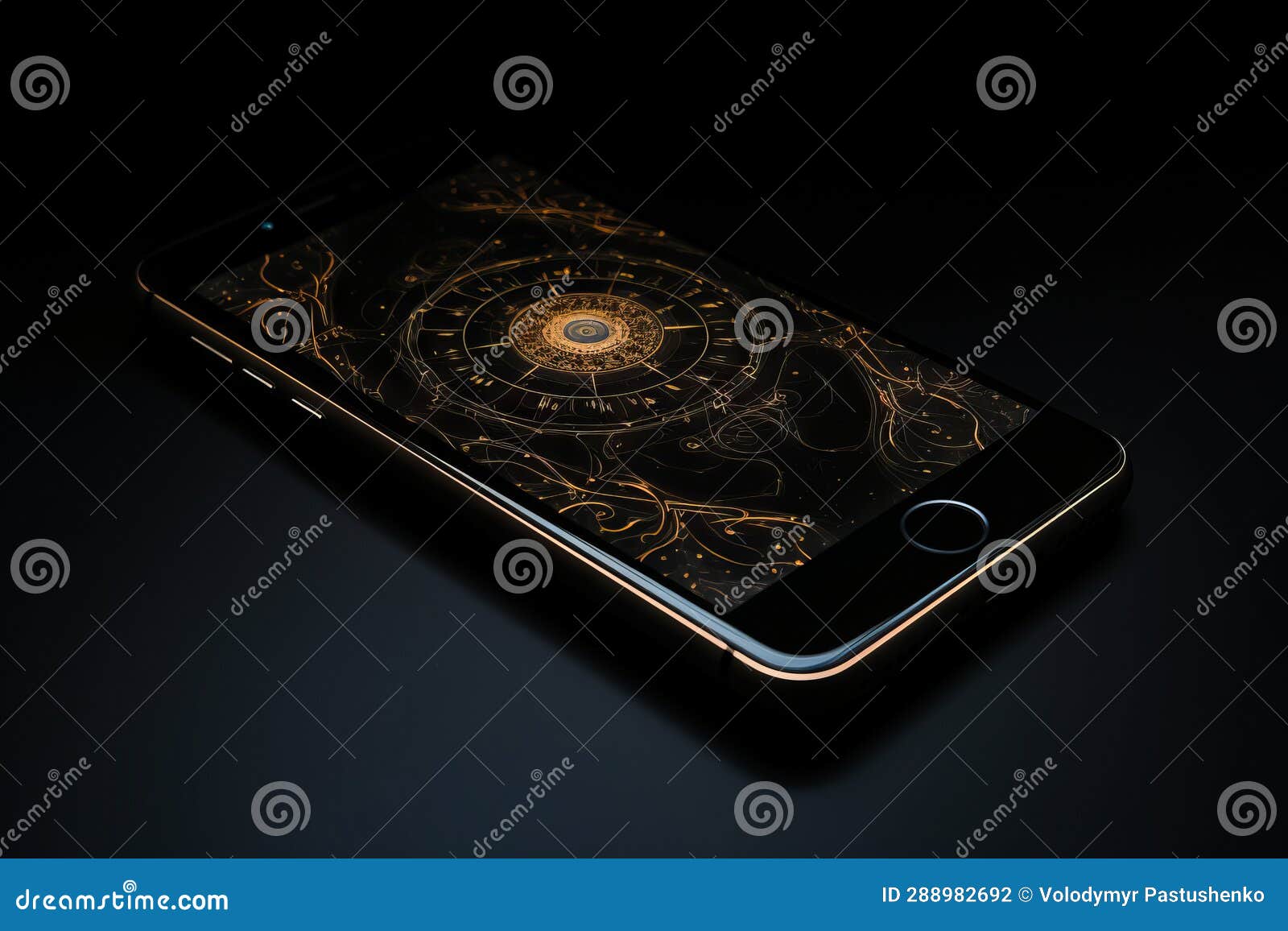 Cell Phone with Clock on the Screen in the Dark. Generative AI Stock ...