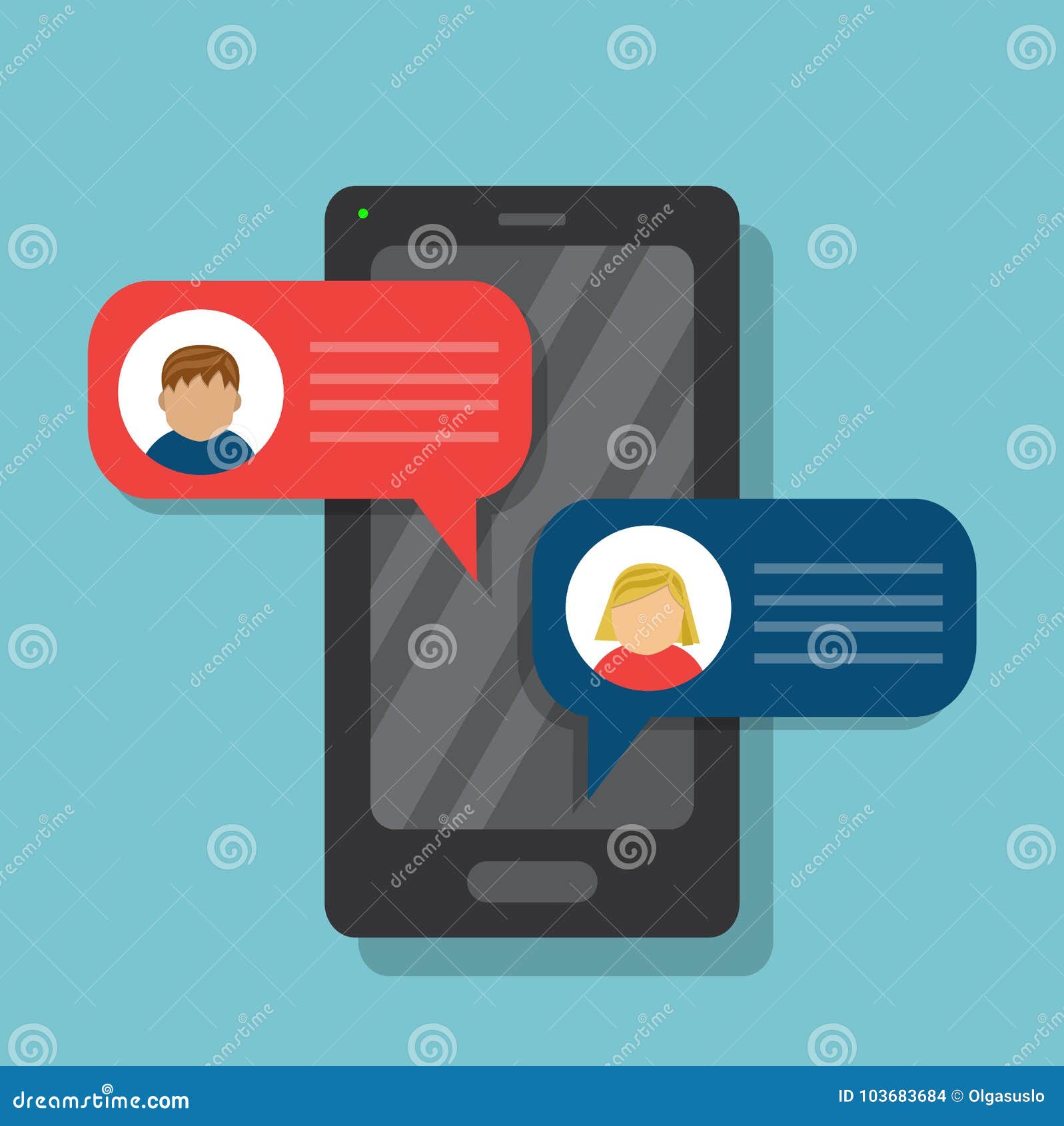 Cell Phone Communication Using Messages Stock Vector - Illustration of ...