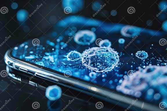 A Cell Phone is Covered in Virus and Bacteria. Stock Photo - Image of ...