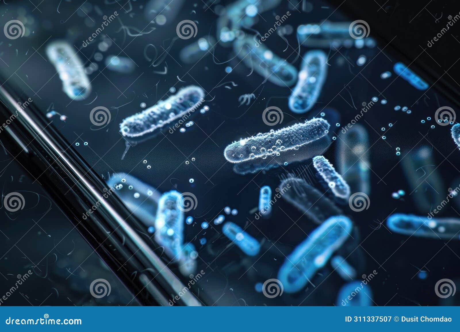 A Cell Phone is Covered in Virus and Bacteria. Stock Image - Image of ...