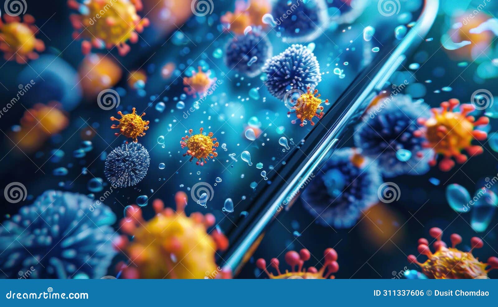 A Cell Phone is Covered in Virus and Bacteria. Stock Photo - Image of ...