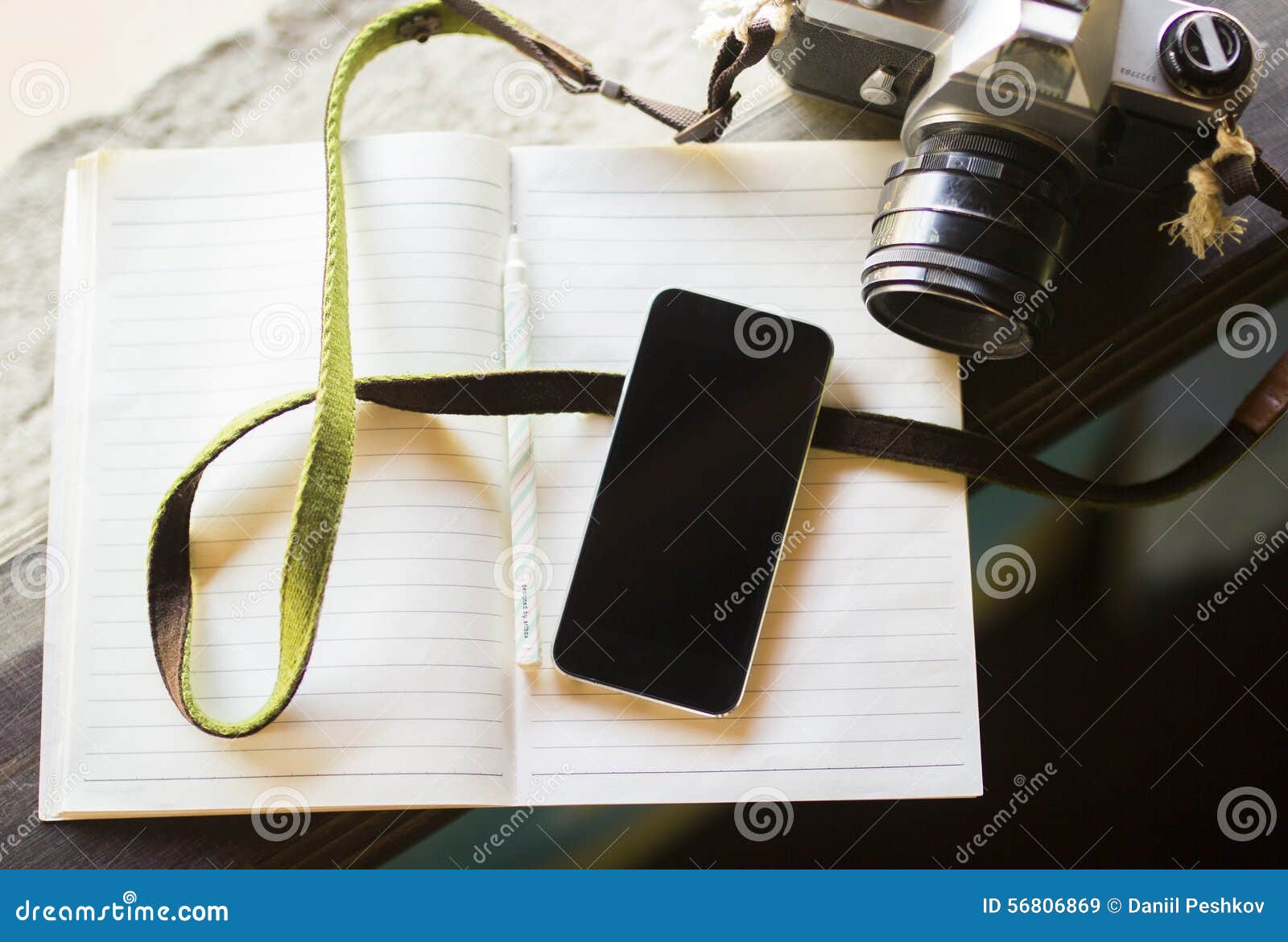 Cell Phone, Diary and Old Photo Camera Stock Image - Image of diary ...