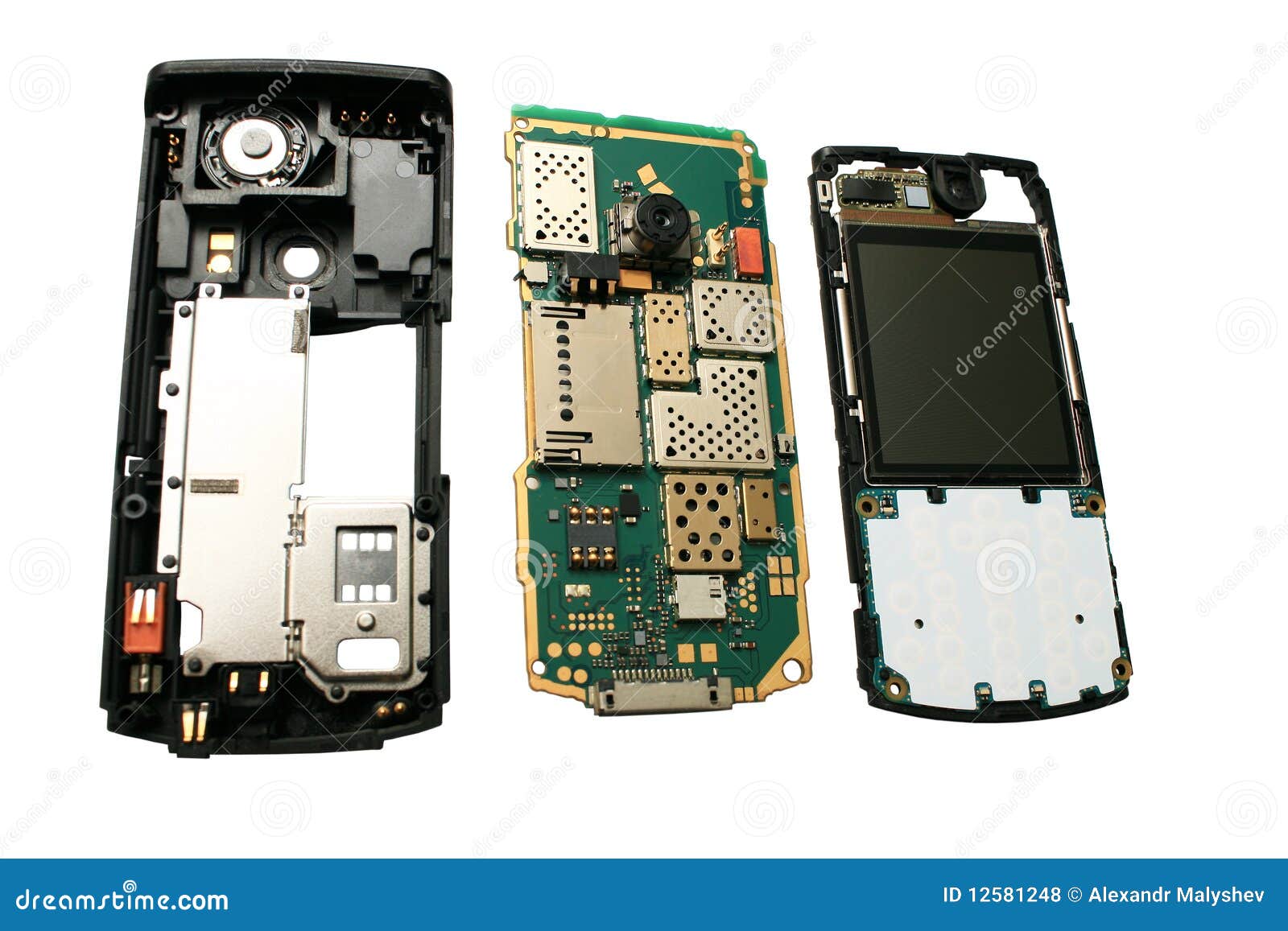 Cell phone disassembled. stock photo. Image of cellular - 12581248