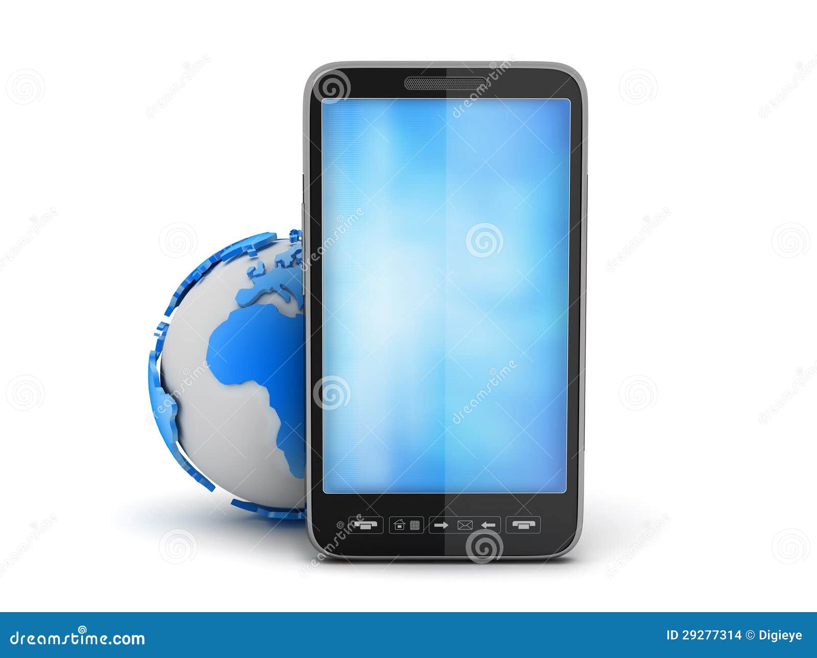 Cell phone and earth globe stock illustration. Illustration of abstract ...