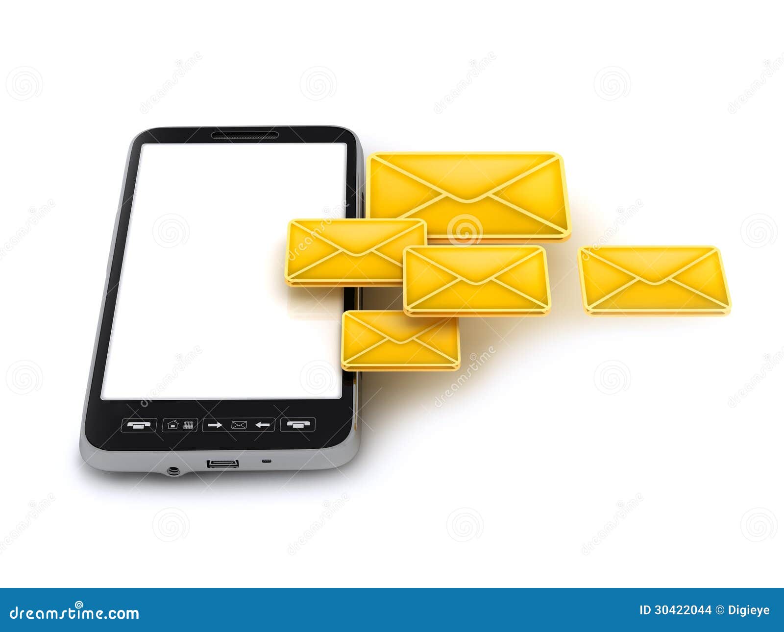 Cell phone and envelopes stock illustration. Illustration of cell ...
