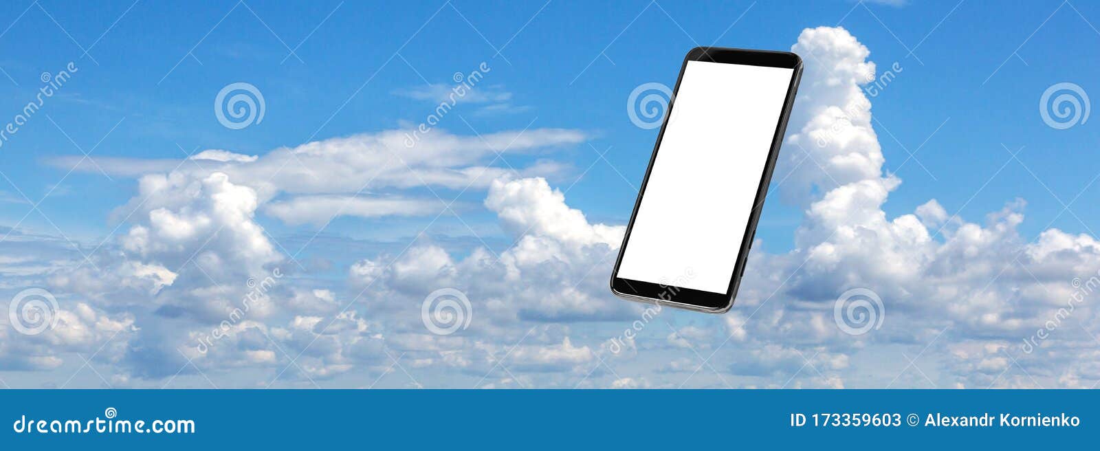 Cell Phone Floating in the Clouds Stock Image - Image of realistic ...
