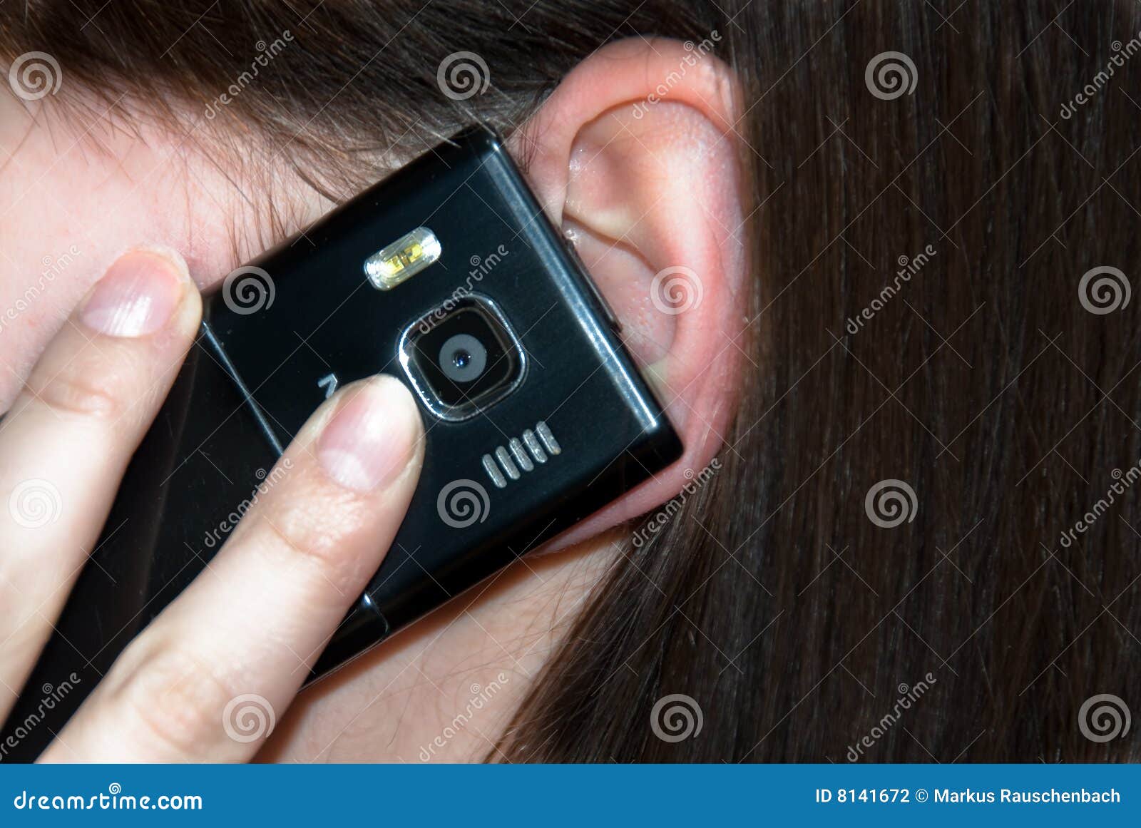 Cell Phone at Girl s Ear stock photo. Image of communication - 8141672