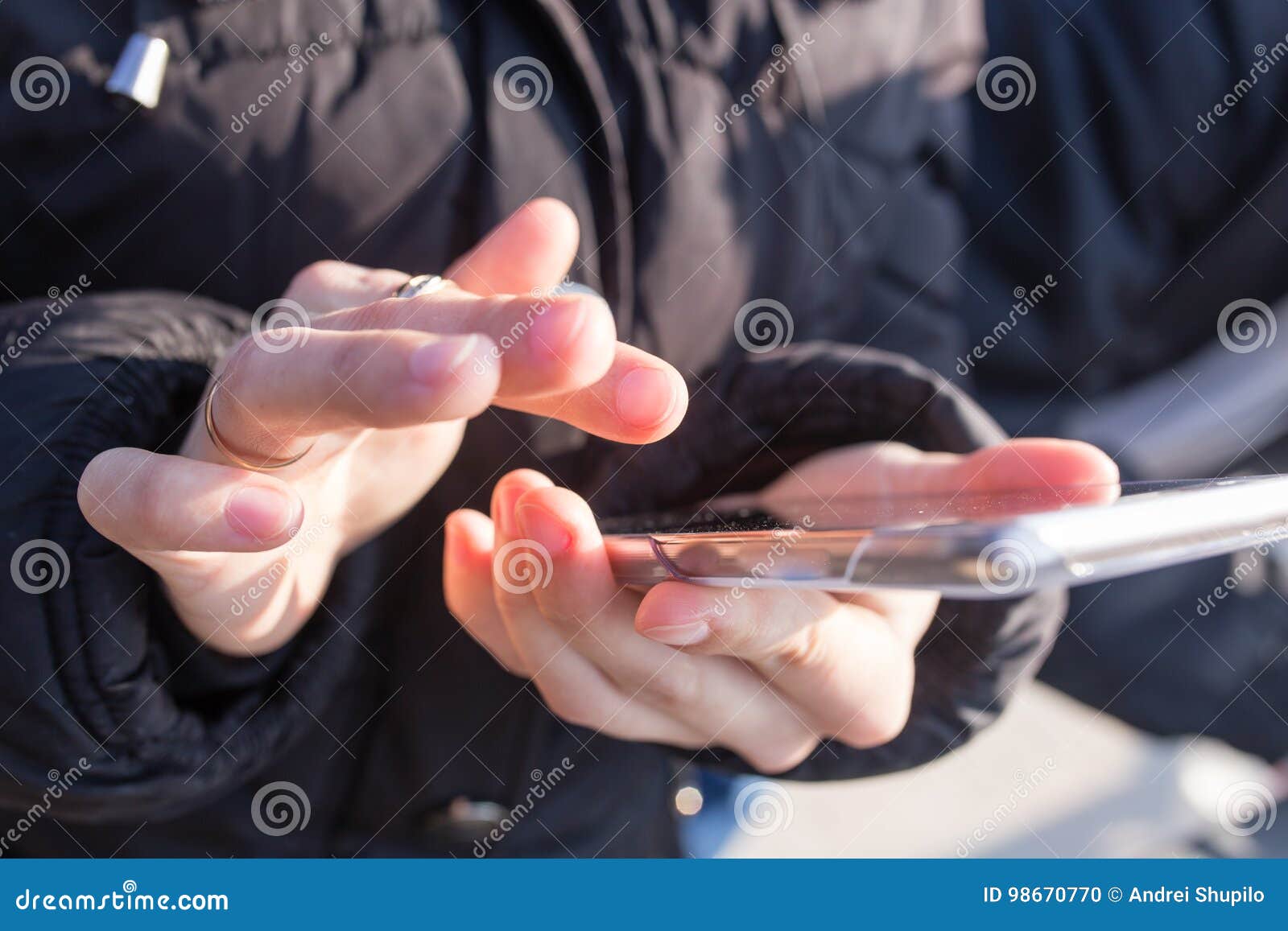 Cell Phone in the Hands of Man Stock Photo - Image of mobile ...