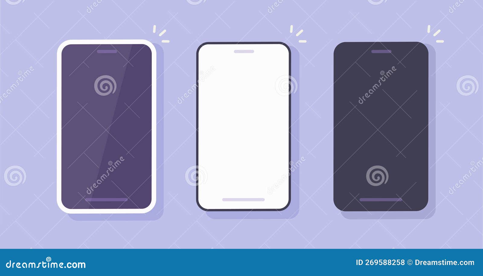 Cell Phone Icon Blank Frame Mockup Design Flat Front Vector Set, Mobile ...