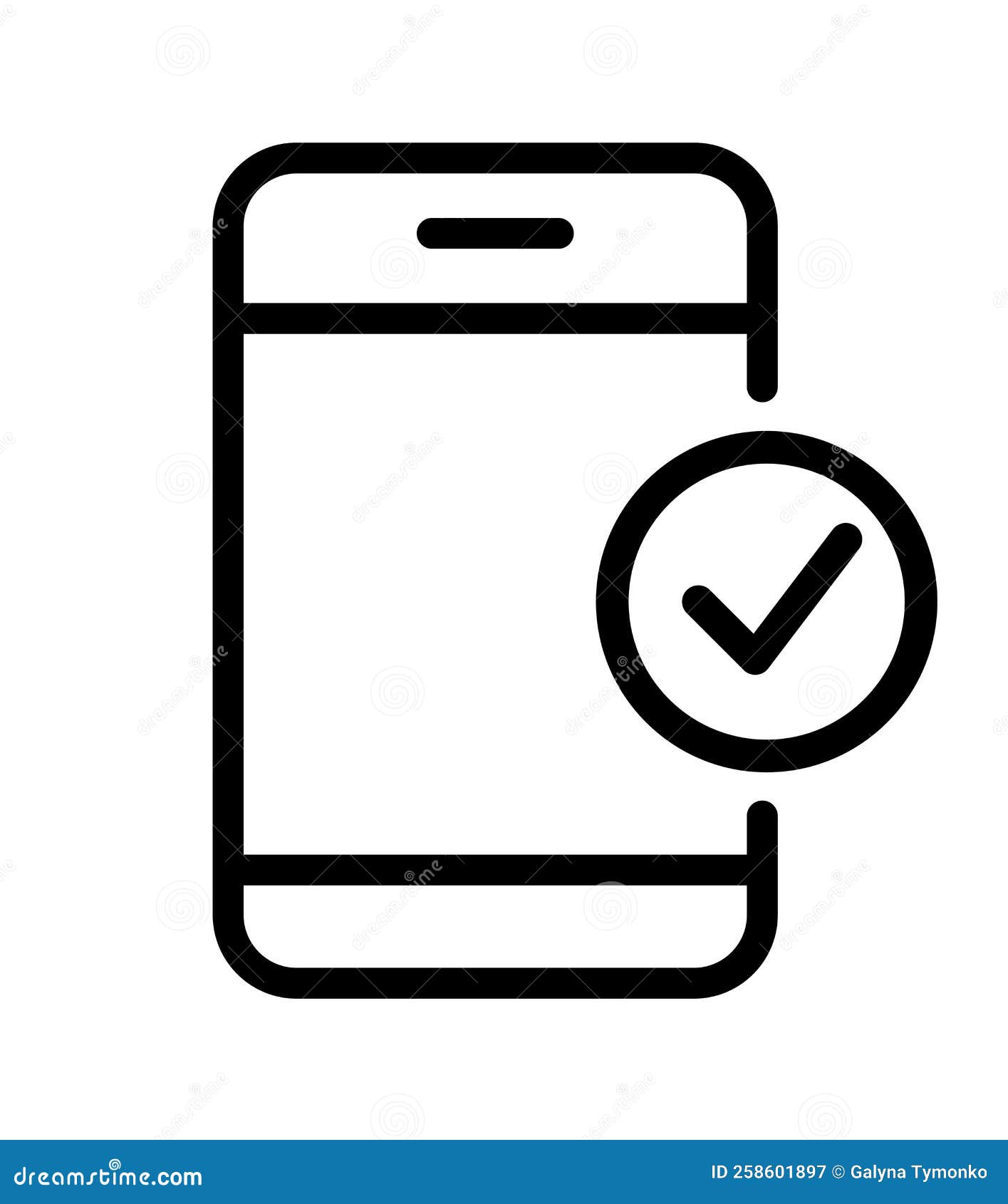 Cell Phone Icon with Successful Completed Approval or Accepted Ok ...